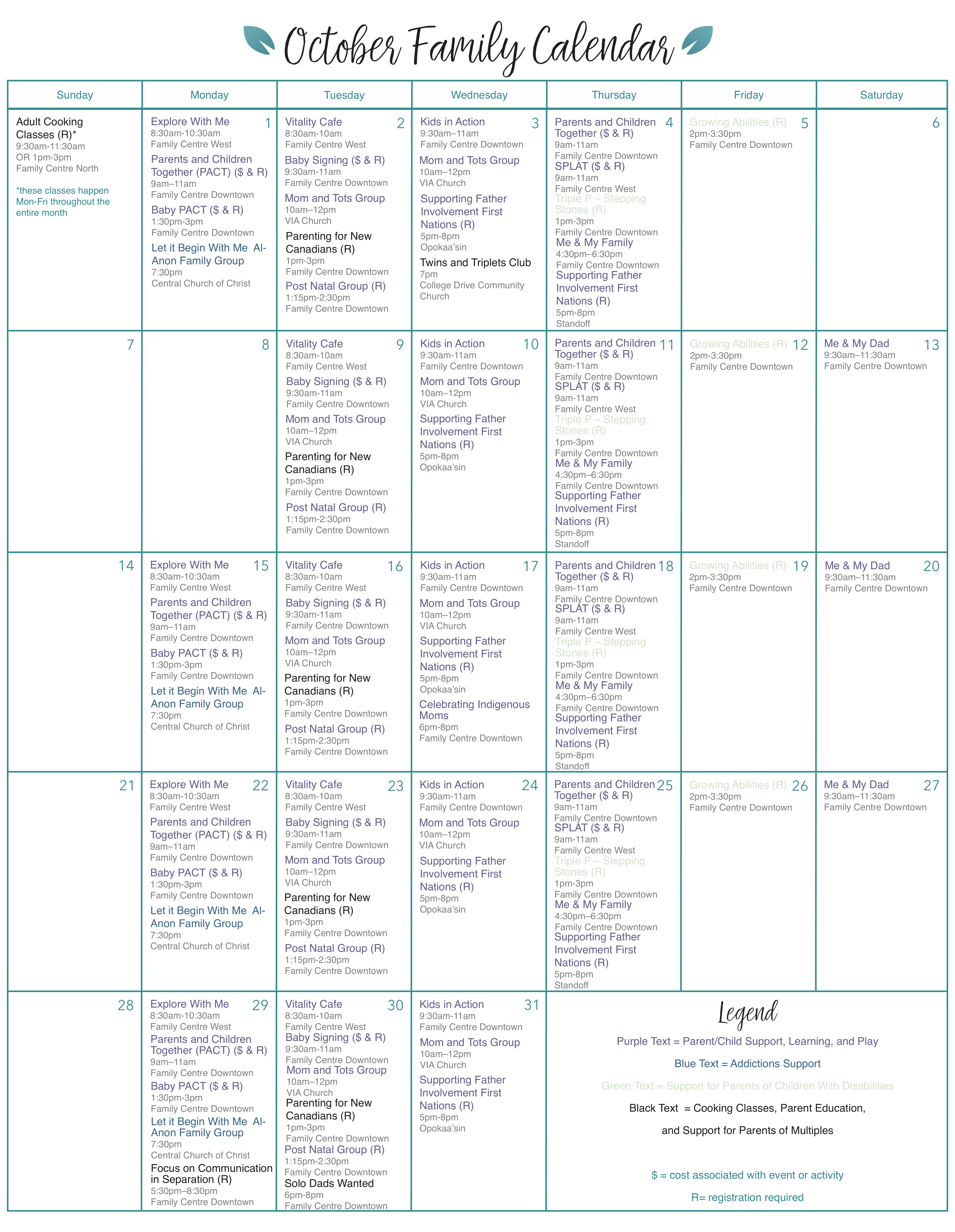 Resource Calendars - Lethbridge Pregnancy Care Centre