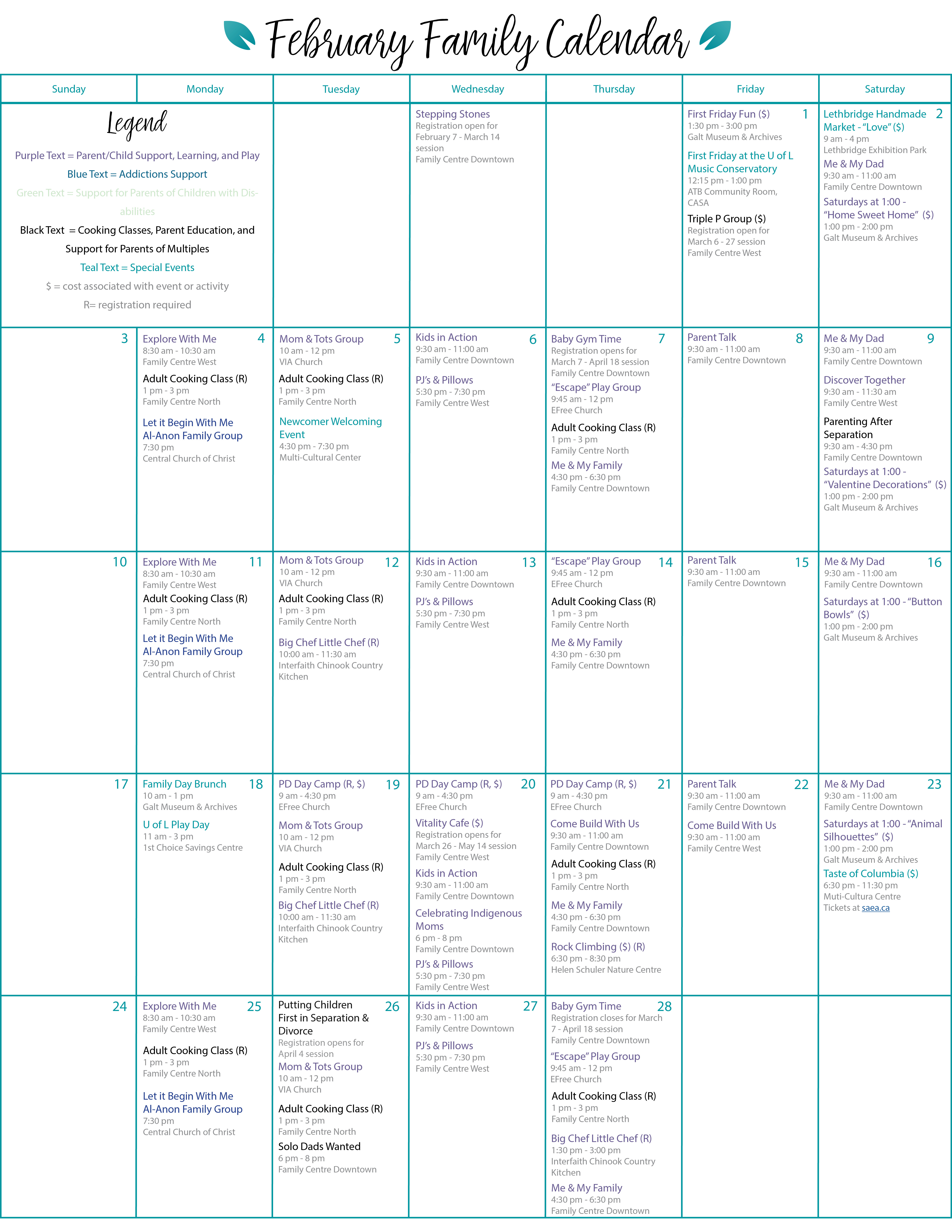 Resource Calendars - Lethbridge Pregnancy Care Centre