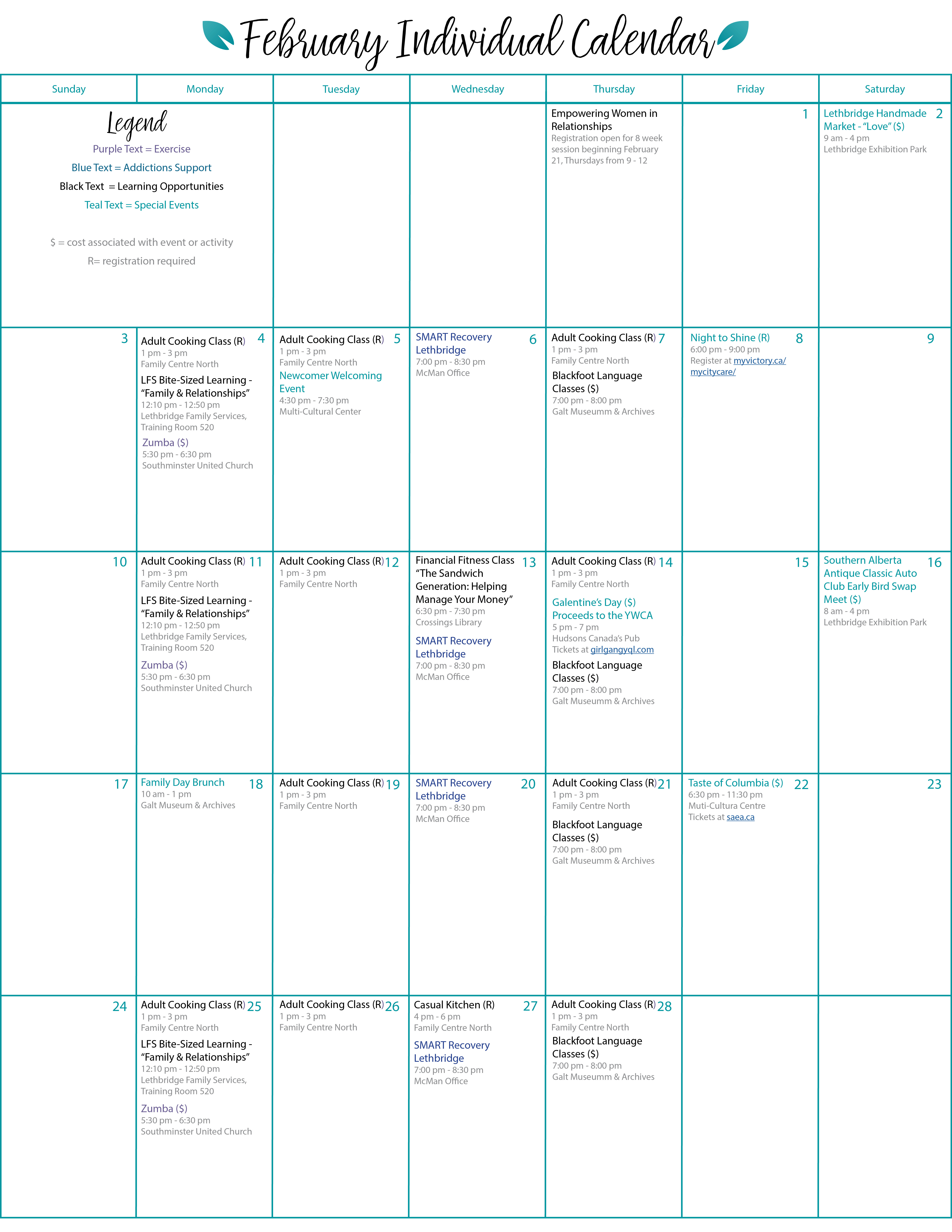 Resource Calendars - Lethbridge Pregnancy Care Centre